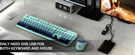 Amazon Com Wireless Keyboard And Mouse Set 104 Round Keys Full Size Cute Colorful Keyboard And