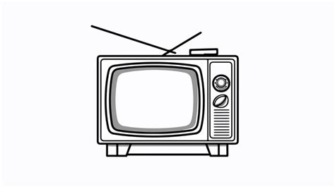 Modern Black And White Television Cartoon Drawing Premium Ai
