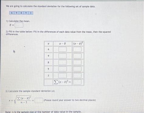 Solved We Are Going To Calculate The Standard Deviation For Chegg