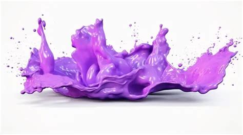 깨끗한 흰색 표면 3d 그래픽 디자인 렌더링 이미지 위에 생생한 보라색 페인트 스플래터 음료 튀김 액체 튀김 보라색 스플래시 배경 일러스트 및 사진 무료 다운로드