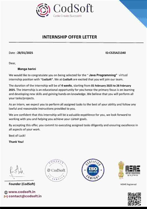 Internship Codesoft Learningandgrowing Softwaredevelopment Harini Manga