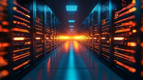 High Tech Data Center With Illuminated Servers Stock Illustration Illustration Of Center