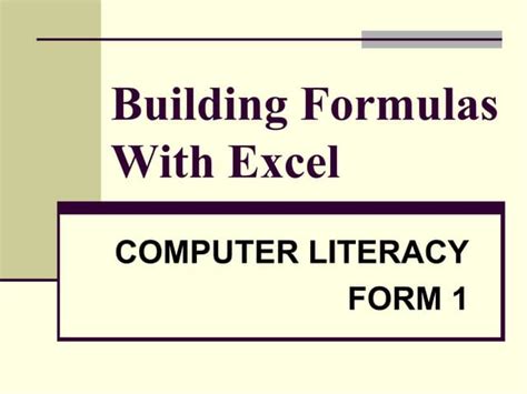 Building Formulas With Excel 2 Ppt
