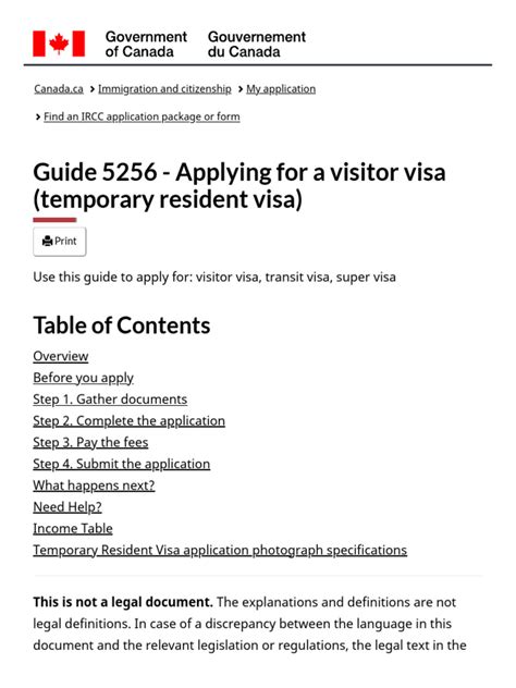 Guide 5256 Applying For A Visitor Visa Temporary Resident Visa