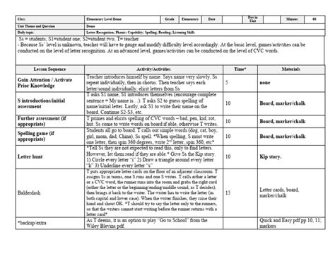 Haoqixin Elementary School Demo Class Lesson Plan Pdf