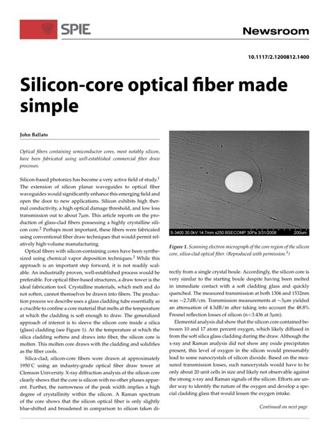 Pdf Silicon Core Optical Fiber Made Simple