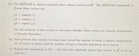 Solved A Use Matlab To Choose Randomly Three Column