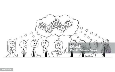 기업 들 사업가 또는 브레인스토밍 동안 생각 하는 경제인의 그룹의 만화 사람들에 대한 스톡 벡터 아트 및 기타 이미지 사람들 개념 경영자 Istock