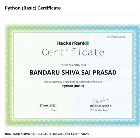shiva sai prasad bandaru on linkedin hackerrank pythonprogramming