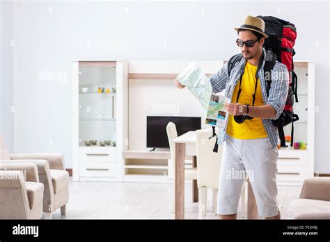 Man Planning His Travel With Map Stock Photo Alamy