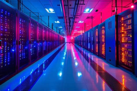Premium Photo Center Server Racks With Computer Network Professional