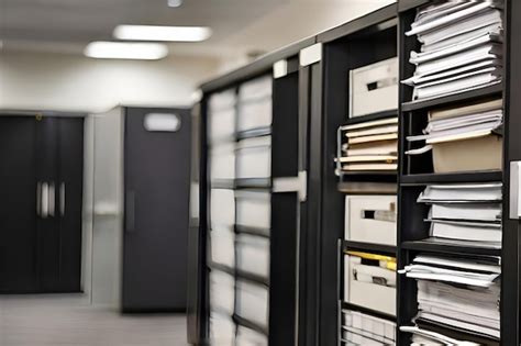 Premium Photo A Shelf With Files And Files On It With A File In The Middle