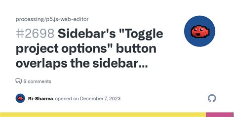 Sidebars Toggle Project Options Button Overlaps The Sidebar Title