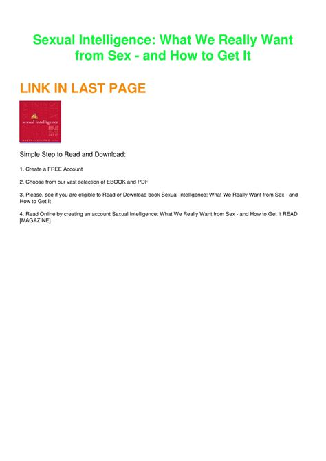 Ppt Download Pdf Sexual Intelligence What We Really Want From Sex