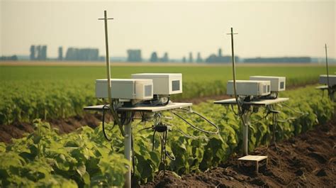 Premium Photo Precision Agriculture Technology With Solarpowered Sensors In Field