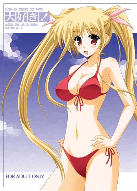 Rule 34 Bikini Blonde Hair Blush Breasts Fate Testarossa Long Hair Lyrical Nanoha Mahou Shoujo