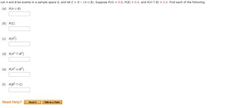 Solved Let A And B Be Events In A Sample Space S And Let C Chegg