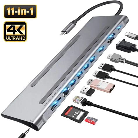 Usb C Hub Docking Station K Hd Mi Vga Rj Ethernet X Usb Ports W Pd Sd Tf Card Reader