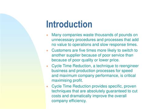 PPT Cycle Time Reduction PowerPoint Presentation Free Download ID 9413470