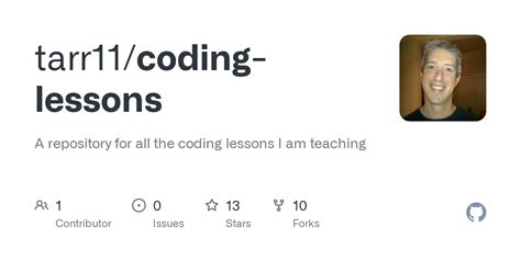 Github Tarr Coding Lessons A Repository For All The Coding Lessons I Am Teaching