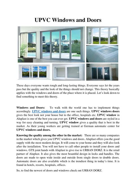 PPT UPVC Windows And Doors PowerPoint Presentation Free Download ID