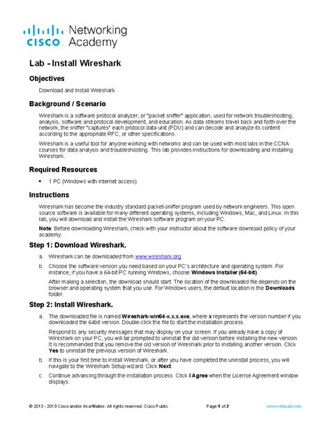 3 7 9 Lab Install Wireshark Lab Install Wireshark Objectives Download And Install