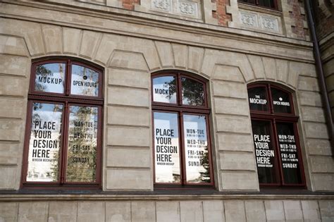 Dise O De Maqueta De Ventana Exterior De Edificio Para Negocios Archivo Psd Premium