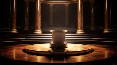 기둥과 황금 조각상이 있는 어두운 방 3d 고급 연단 고화질 사진 사진 호화 연단 배경 일러스트 및 사진 무료 다운로드 Pngtree