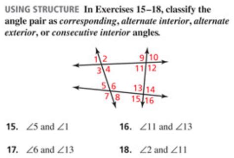 Solved USING STRUCTURE In Exercises Classify The Angle Pair As Corresponding Alternate