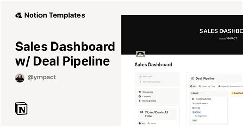 Sales Dashboard W Deal Pipeline Template By Yvi Von Ympact Notion Marketplace