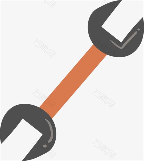 卡通劳动工具双头扳手矢量素材png元素素材图片下载 万素网