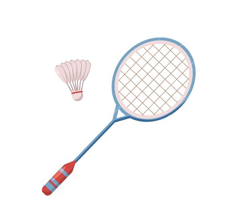 셔틀콕 격리 벡터 일러스트와 함께 배드민턴 라켓 프리미엄 벡터