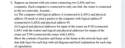 Solved Suppose An Internet With One Router Connecting Two Chegg Com