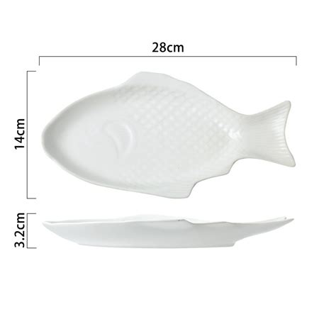 Irregular Fish Shape Ceramic Plate Rectangle Solid Vicedeal
