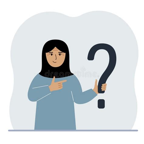 A Woman Is Holding A Question Mark Symbol Ask Questions And Look For Answers Stock Vector