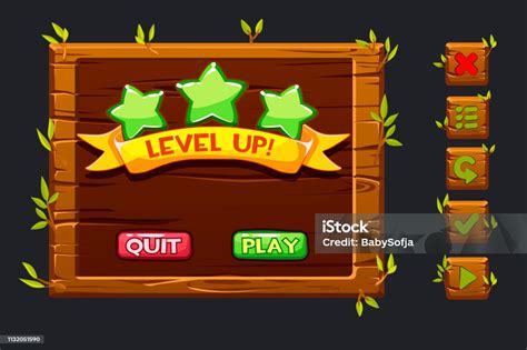 Game Ui Kit Template Wooden Menu Of Graphical User Interface Gui And