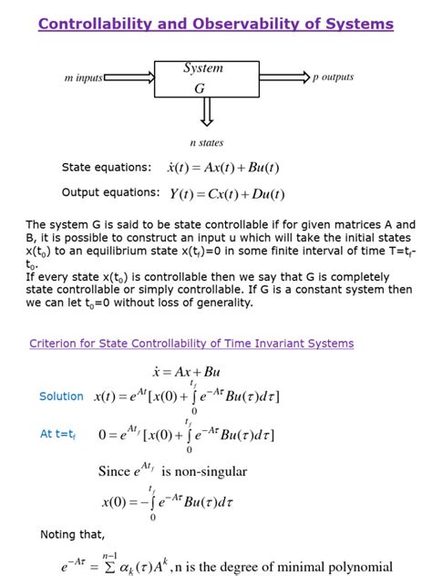 Controllability And Observability Pdf Matrix Mathematics