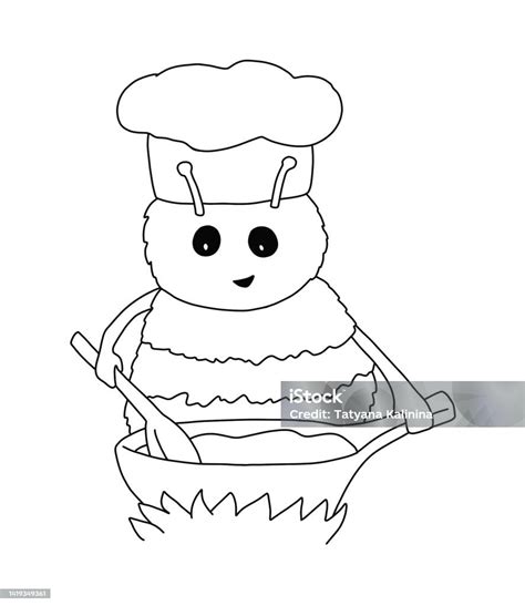 요리사 모자에있는 꿀벌은 구리 냄비에 잼을 요리하고 나무 숟가락으로 저어줍니다 과일에 대한 스톡 벡터 아트 및 기타 이미지 과일 달콤한 음식 등장인물 Istock