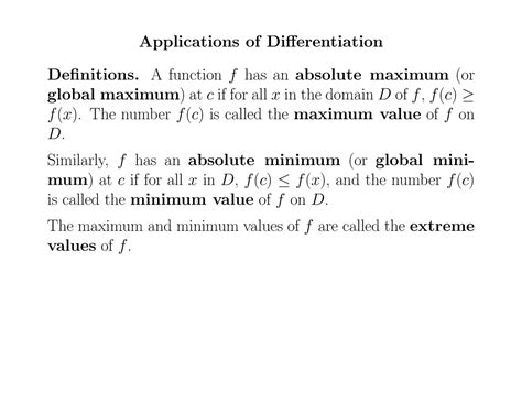 Chapter Applications Of Differentiation Applications Of Differentiation Definitions A