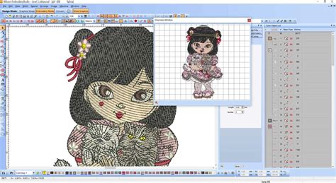 Wilcom Screenshot Japanese Girl With Cats Embroidery Design Now In