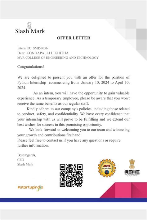 Kondapalli Likhitha On Linkedin Slashmark Aicte