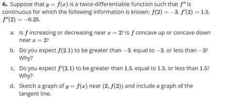 solved 6 suppose that y f x is a twice differentiable