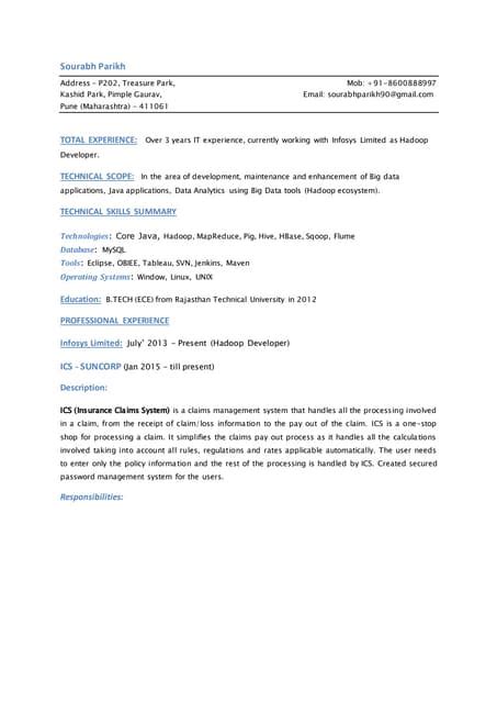 Hadoop Developer Docx Databases Computer Software And Applications