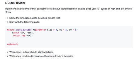 1 Clock Divider Implement A Clock Divider That Can Chegg Com