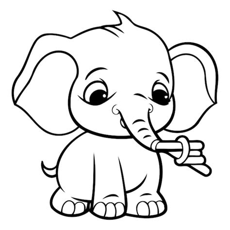 사탕과 함께 귀여운 아기 코끼리 만화 캐릭터 터 일러스트레이션 프리미엄 Ai 생성 벡터