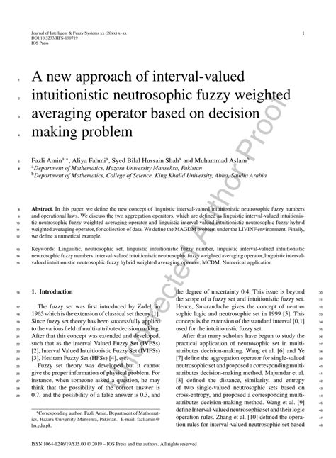 Pdf A New Approach Of Interval Valued Intuitionistic Neutrosophic