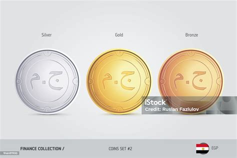 골든 실버 청동 동전입니다 현실적인 금속 이집트 파운드 동전 세트 배경에 고립 된 개체입니다 웹사이트 웹 디자인 모바일 애플 리 케이 션 인포 그래픽에 대 한 금융 개념 0