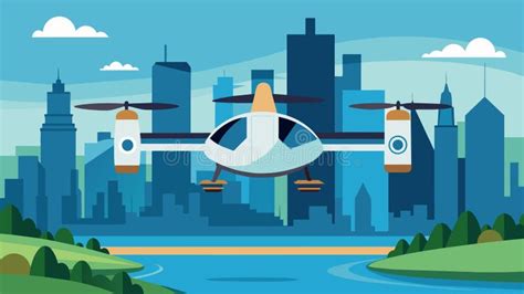 With The Citys Bustling River As A Backdrop The Evtol Demonstrates Its Efficient And Flexible
