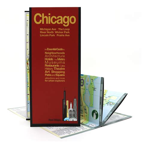 Chicago City Center Foldout Travel Map Red Maps