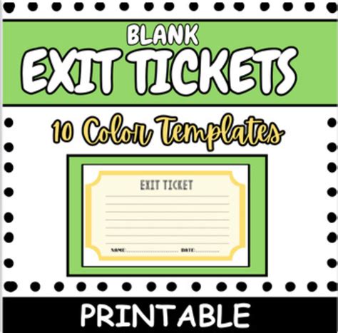 Exit Ticket Exit Slip Template 10 Colors Exit Ticket Exit Slip Template 10 Colors